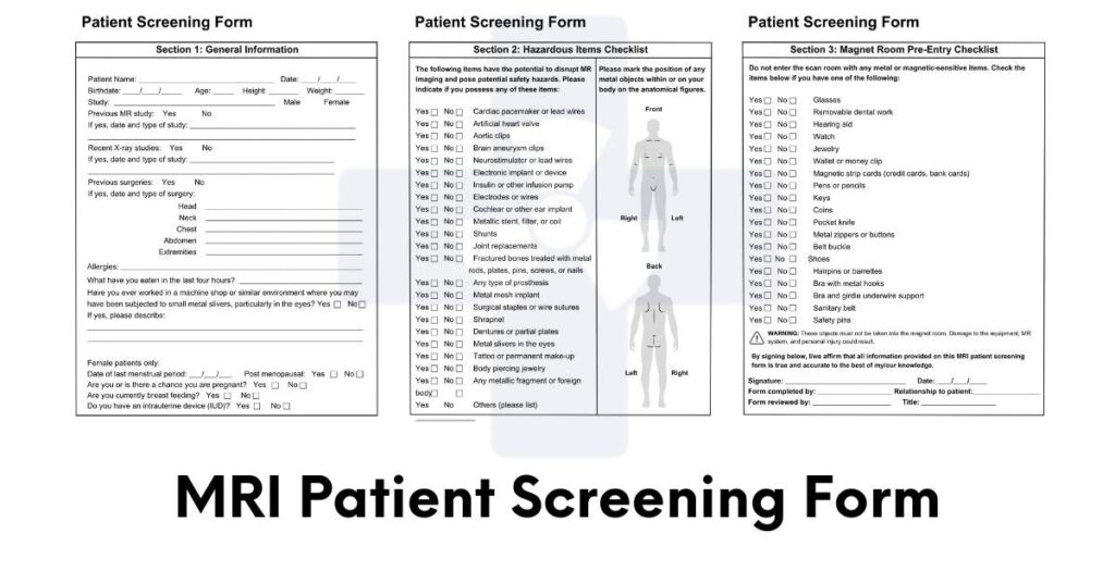 MRI Patient Screening Form (Printer-Friendly Version, Female) MRI Patient Screening Form (Printer-Friendly Version, Female)