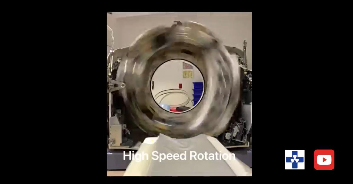 CT Scanner Without Covers Spinning At Maximum Speed
