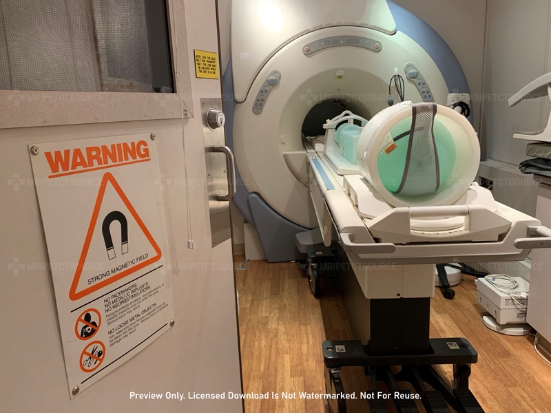 Mobile MRI Scan Room with Warning Sign